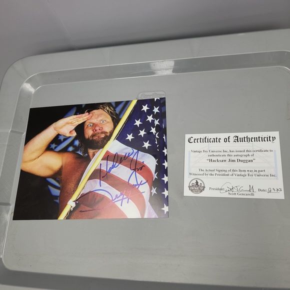 WWE | Toys | Autographed Hacksaw Jim Duggan American Flag Photo With ...
